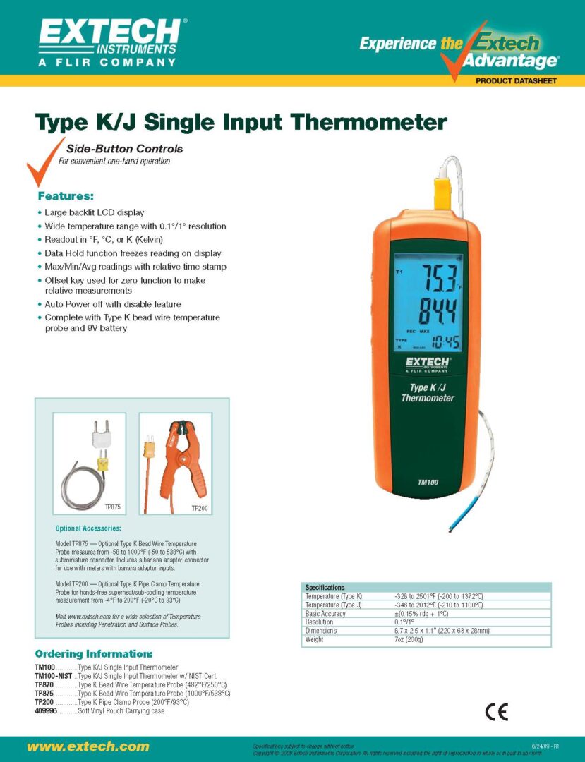 Extech TM100 - W.H. Cooke & Company, Inc